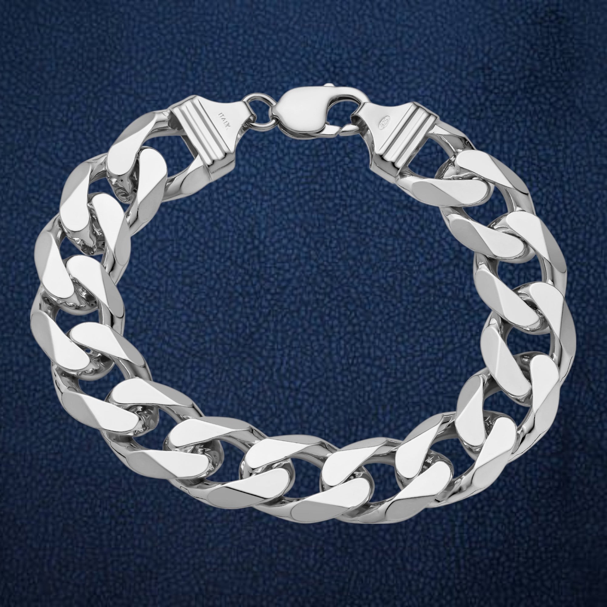 925 Sterling Silver Curb Bracelet - Handmade Mens Real Silver Bracelet – ITALIA Chains