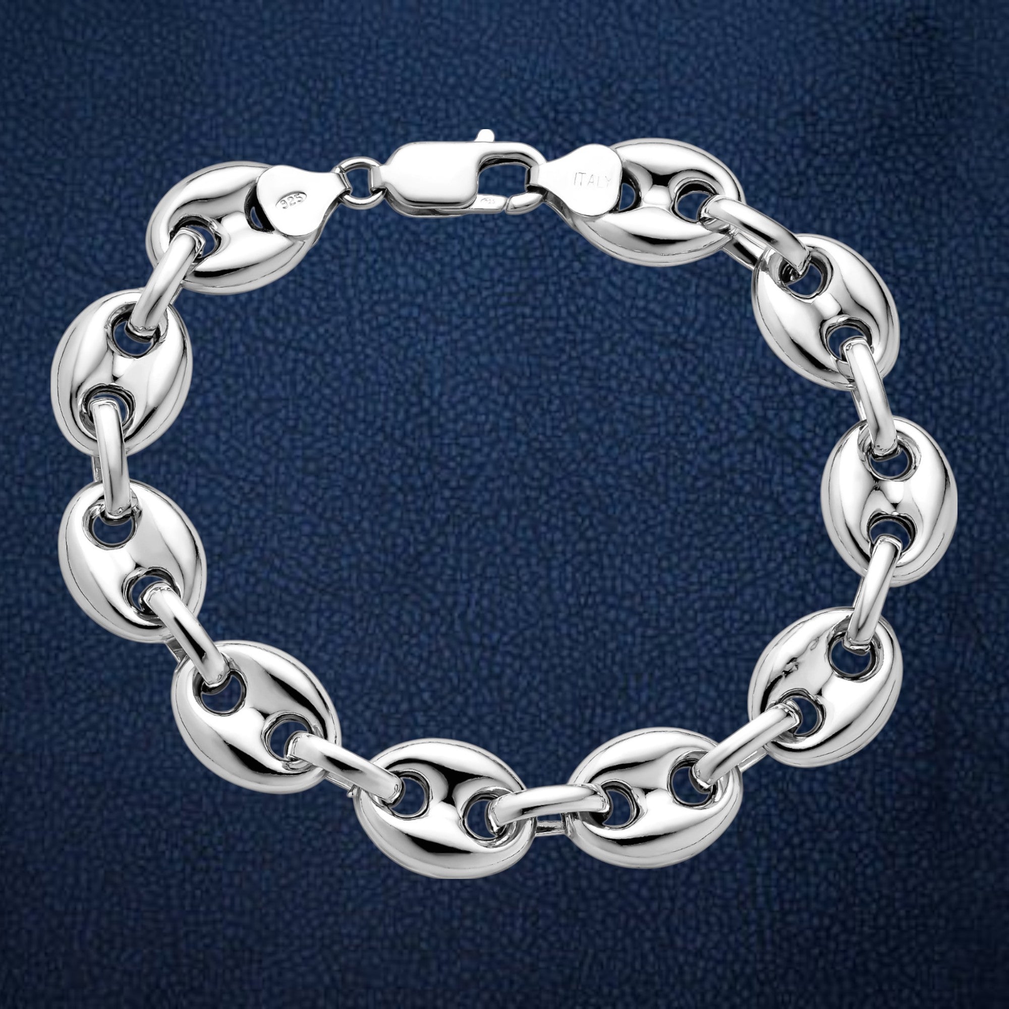 Real 925 Sterling Silver Puffed Gucci Bracelet For Men - Made In Italy ...