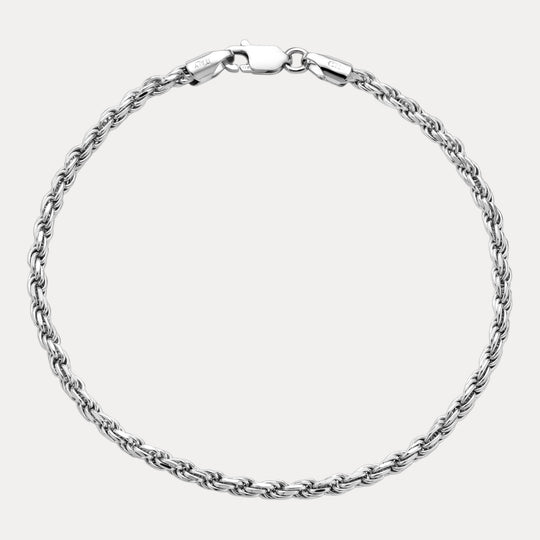 Mens Diamond Cut 925 Sterling Silver Rope Bracelets – ITALIA Chains