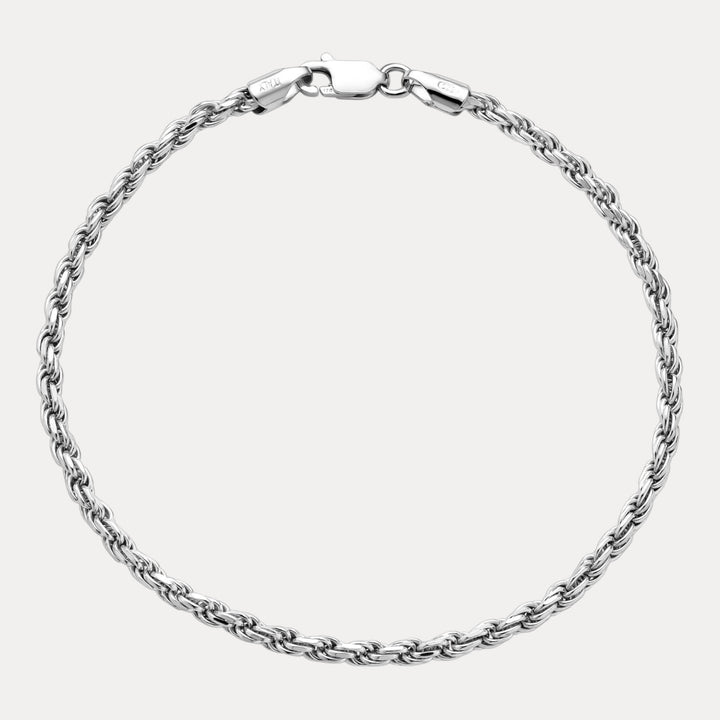 Mens Diamond Cut 925 Sterling Silver Rope Bracelets – ITALIA Chains