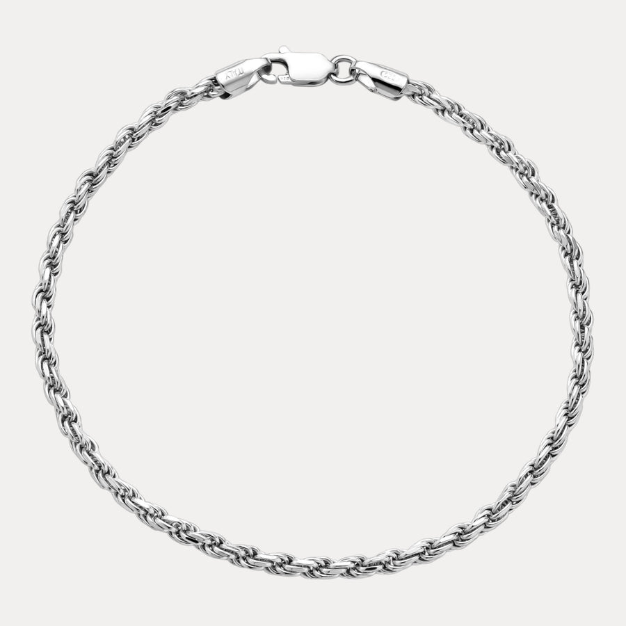 Mens Diamond Cut 925 Sterling Silver Rope Bracelets – ITALIA Chains