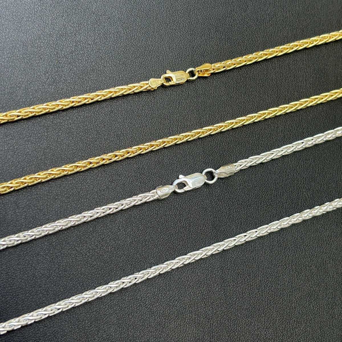 925 Sterling Silver 3mm Wheat Chain Necklace – ITALIA Chains