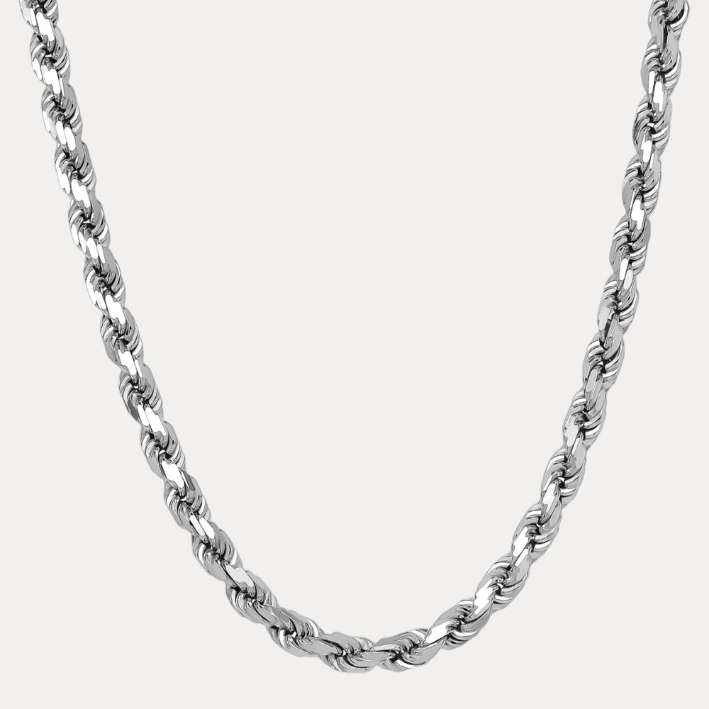 925 Sterling Silver 8mm Diamond Cut Rope Chain Necklace – ITALIA Chains