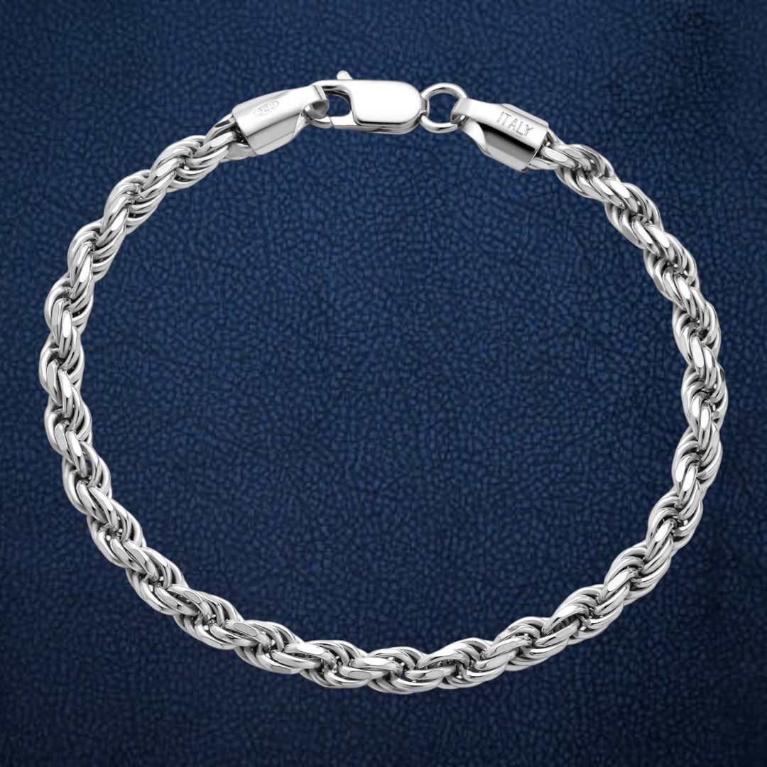 Mens Diamond Cut 925 Sterling Silver Rope Bracelets – ITALIA Chains
